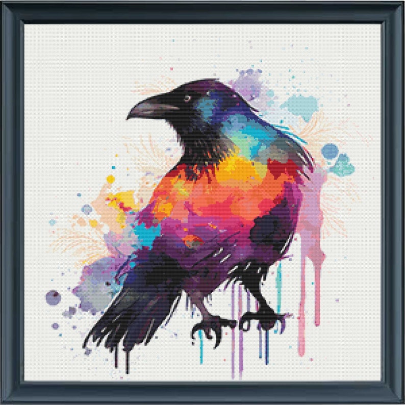 Rainbow Crow Cross Stitch Pattern Full Coverage 264x264 - Etsy