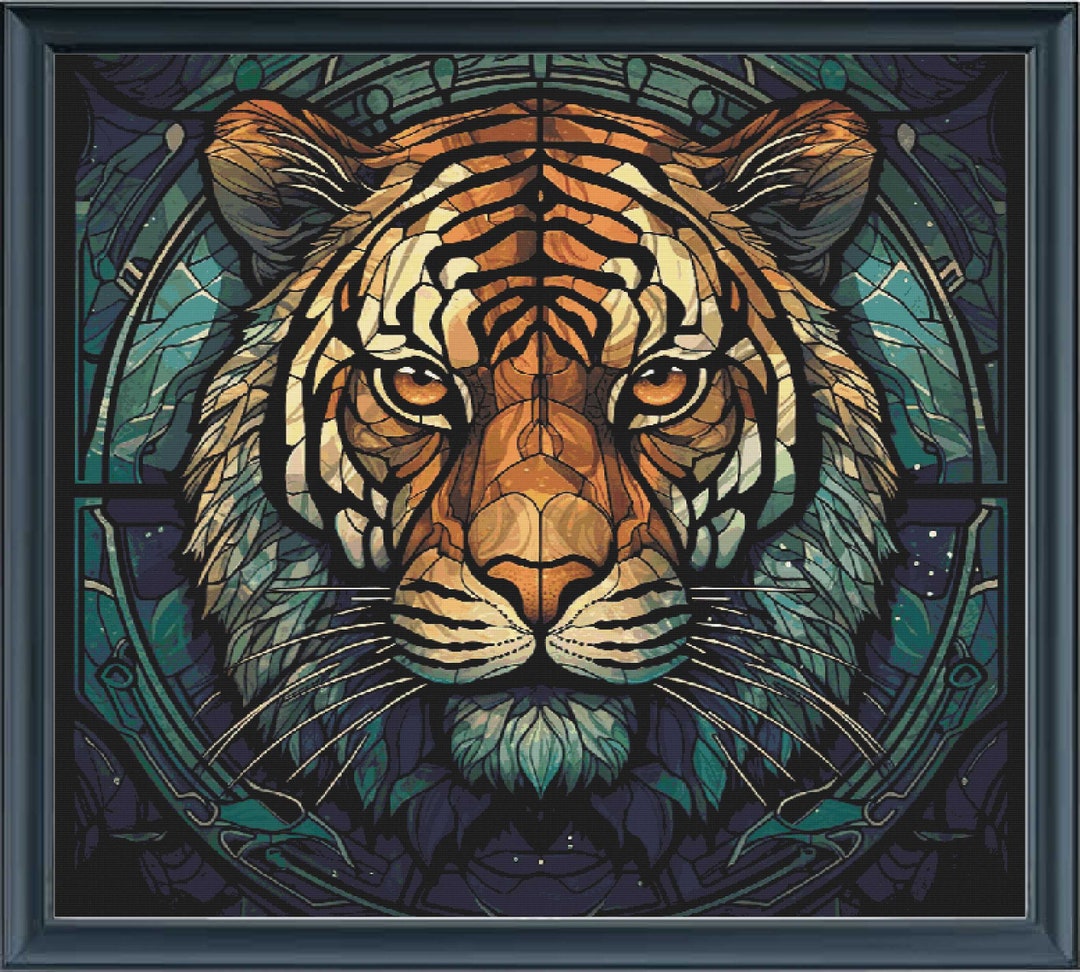 Stained Glass Tiger Cross Stitch Pattern: Full Coverage (PDF) - Etsy
