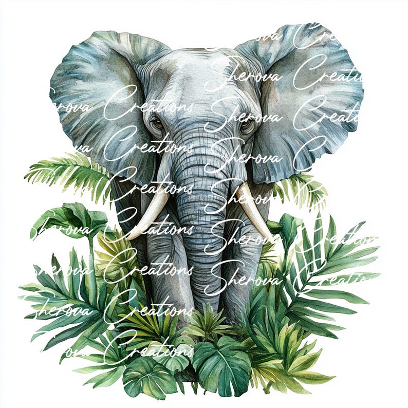 Watercolor Elephant Clipart Bundle: Jungle Animal Art (JPG, PNG) - Etsy