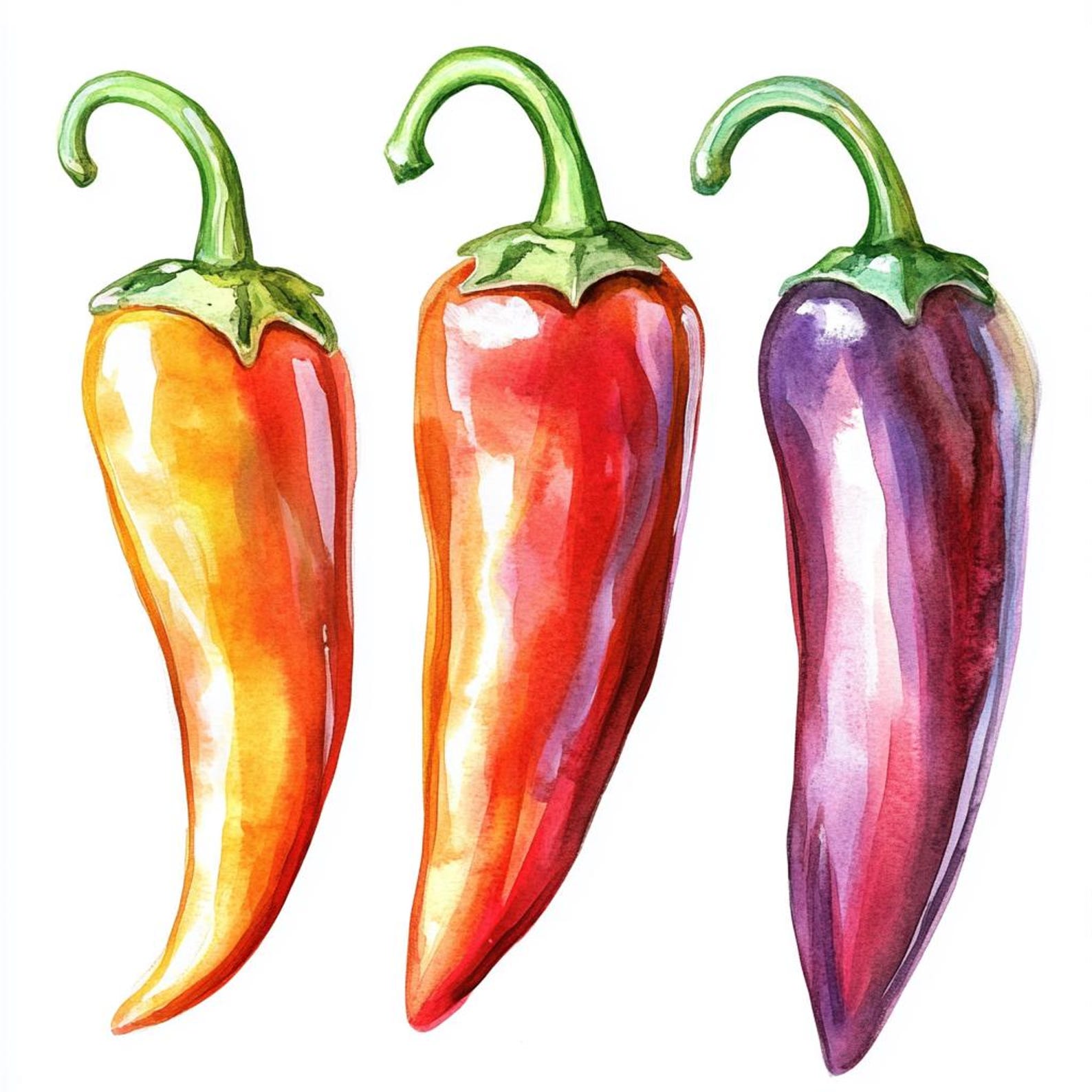 Watercolor Chilli Clipart Bundle, Printable JPG PNG, Commercial Use - Etsy