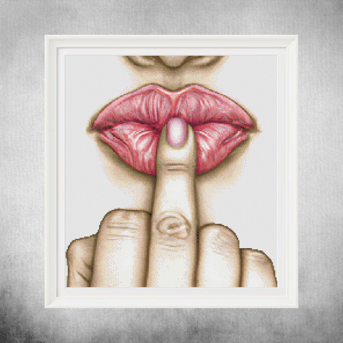Funny Lips Cross Stitch Pattern: Modern Shhh Design (PDF Download) - Etsy