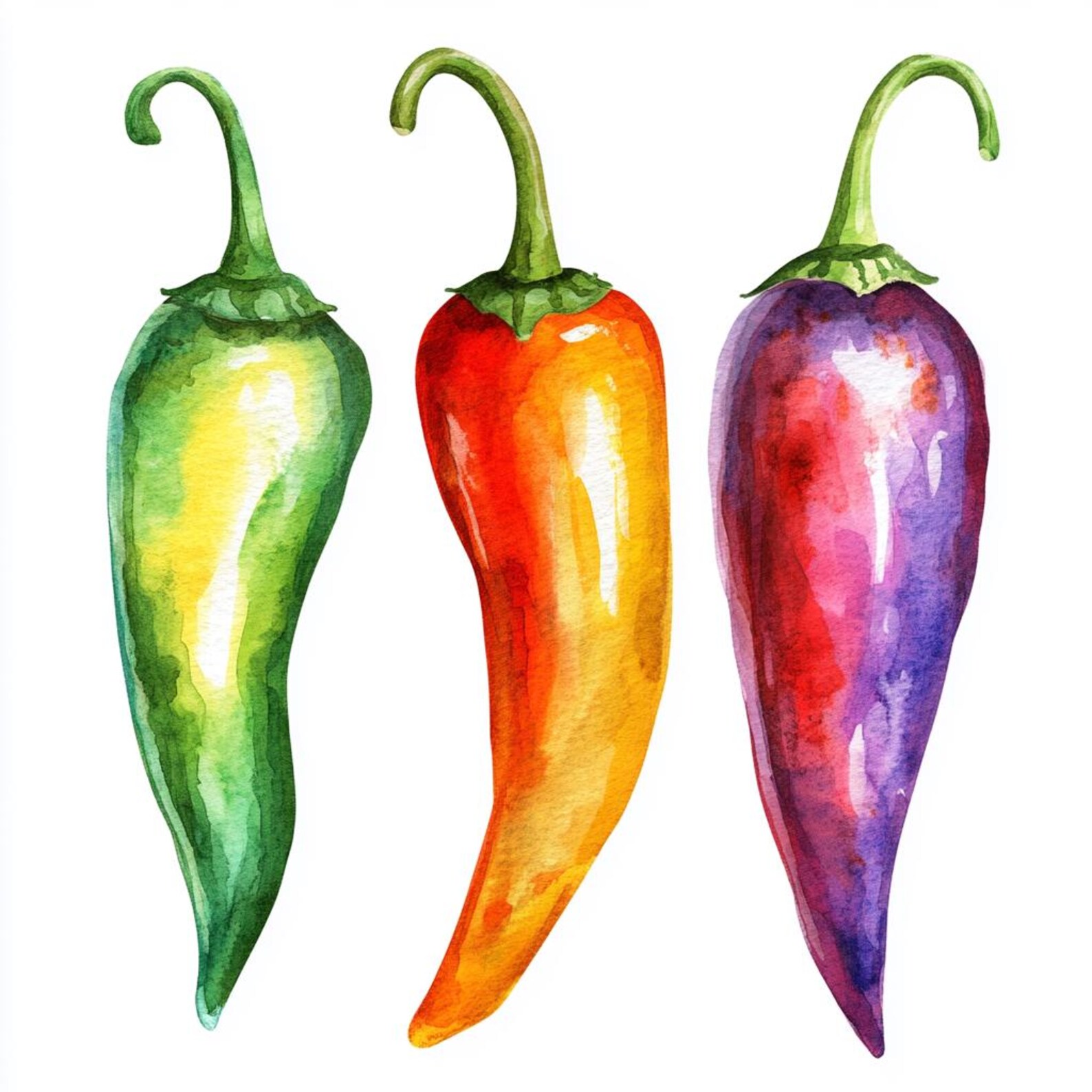 Watercolor Chilli Clipart Bundle, Printable JPG PNG, Commercial Use - Etsy