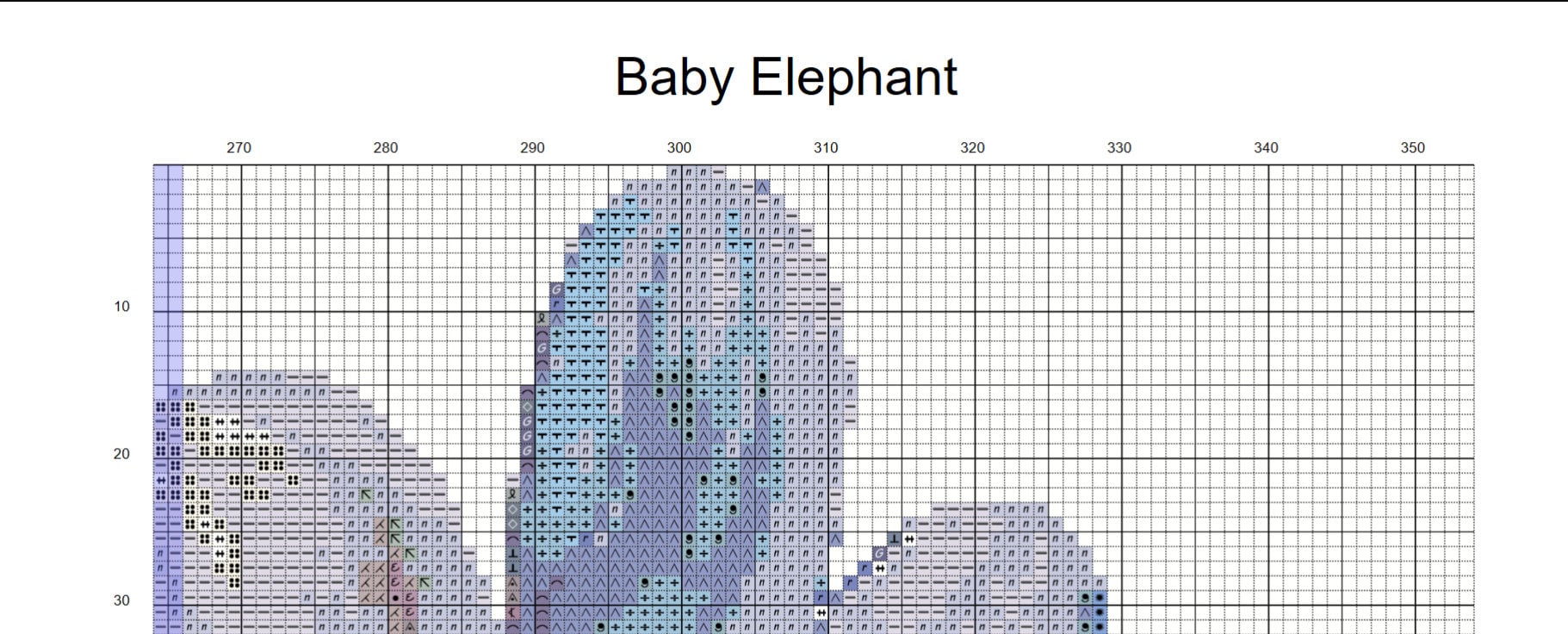 Baby Elephant Counted Cross Stitch Pattern Digital Printable - Etsy