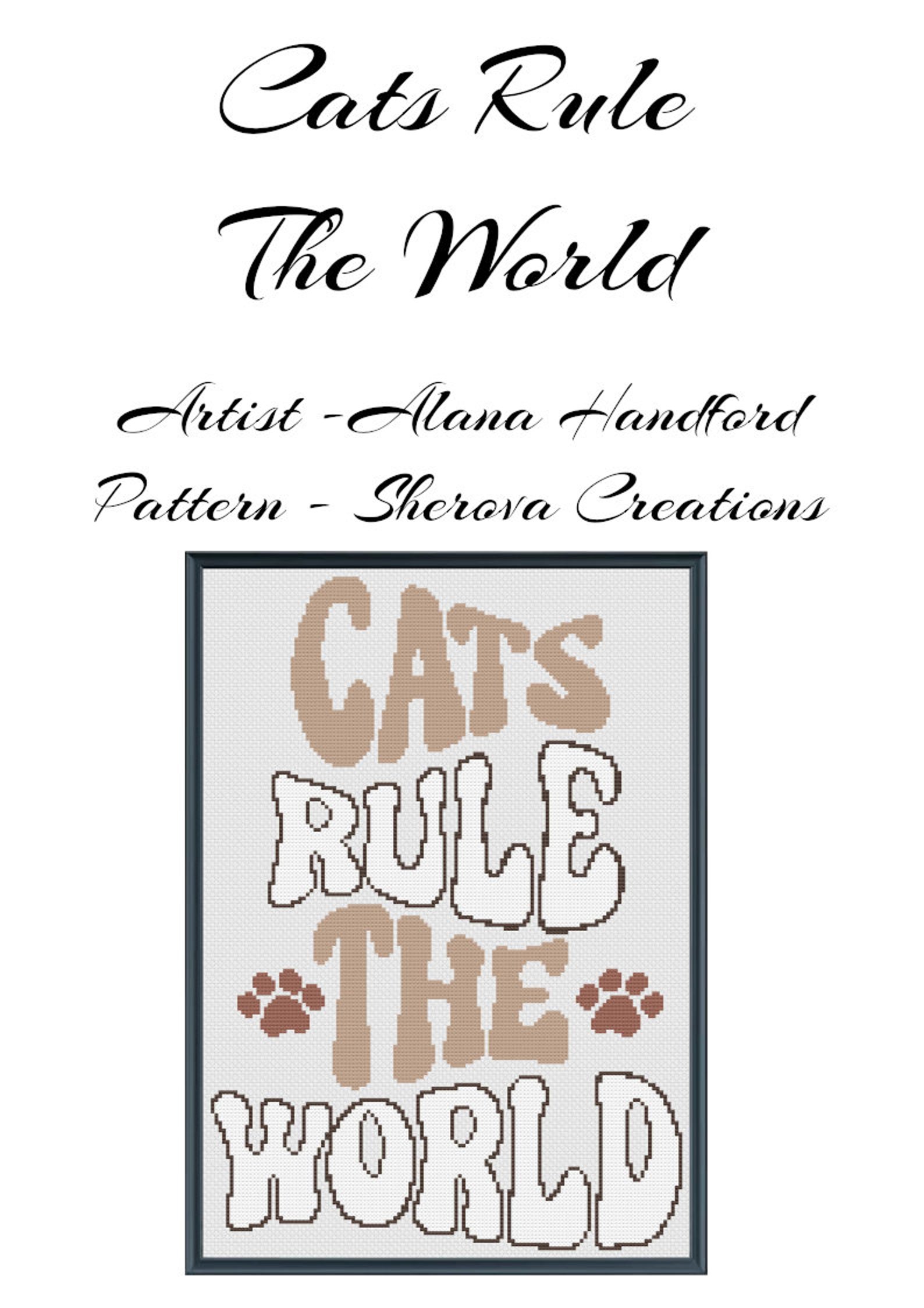 Cats Rule the World Whimsical Cross Stitch Pattern for Cat Lovers 425 ...