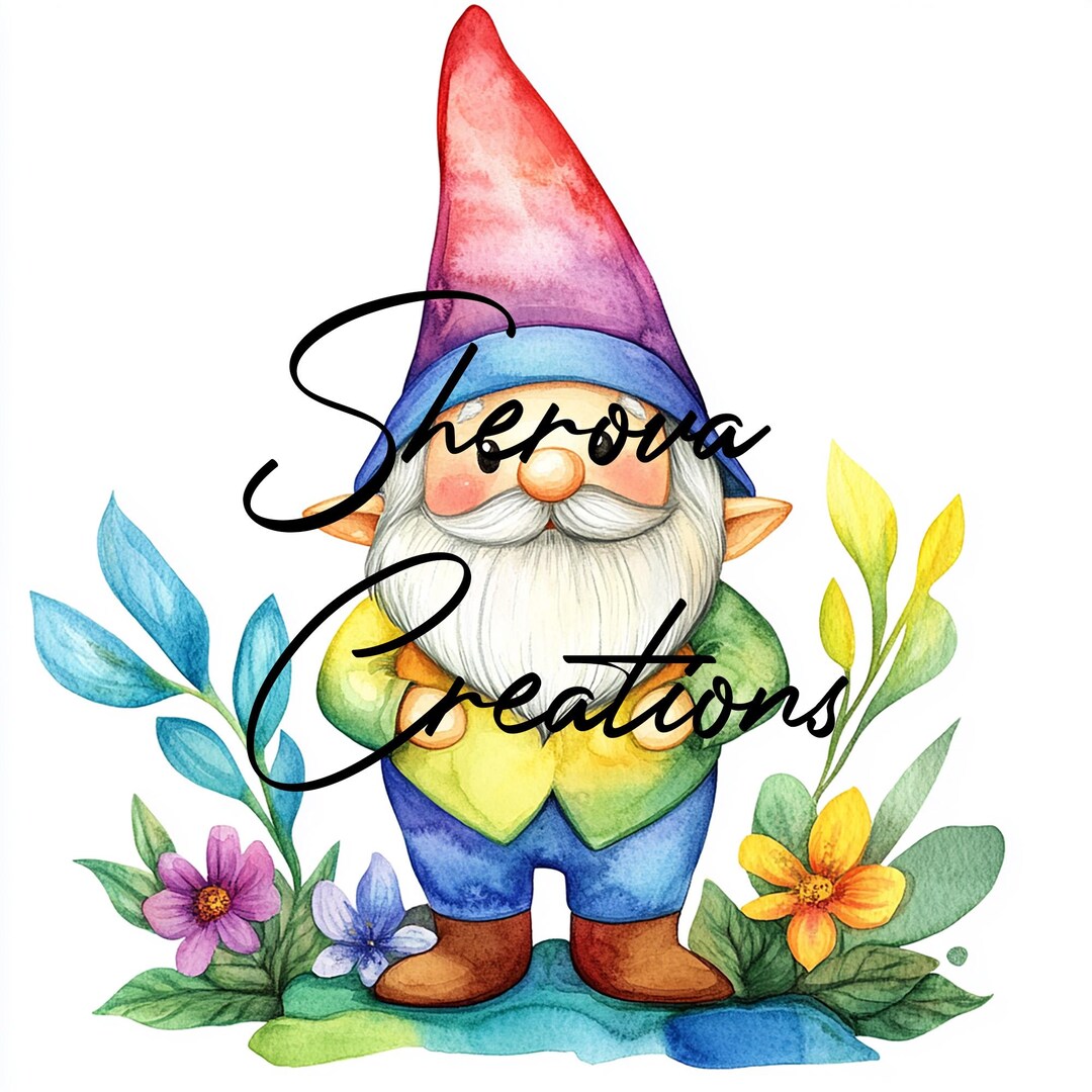 Watercolor Gnome Clipart Bundle, Nursery Art (JPG) - Etsy