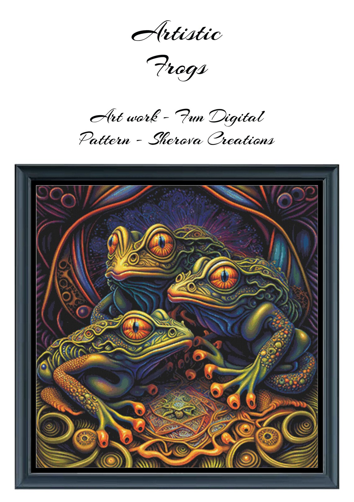 Artistic Frogs Cross Stitch Pattern 4 Sizes Counted Cross Stitch PDF ...