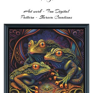 Artistic Frogs Cross Stitch Pattern | 4 Sizes | Counted Cross Stitch ...