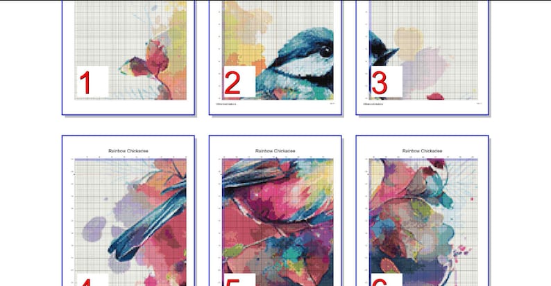 Rainbow Chickadee Cross Stitch Pattern Full Coverage - Etsy