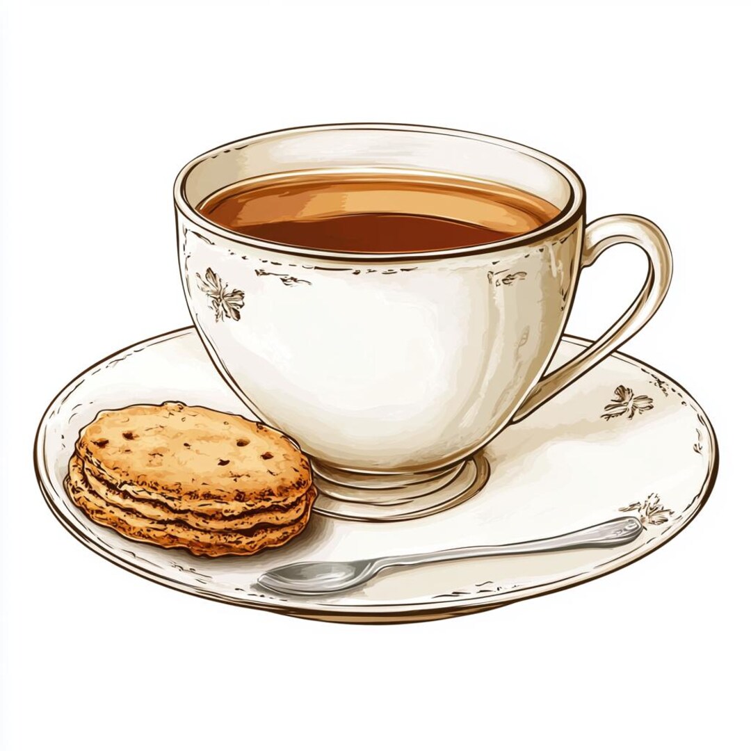 Watercolor Tea and Biscuit Clipart Bundle, Junk Journal Graphics (JPG ...