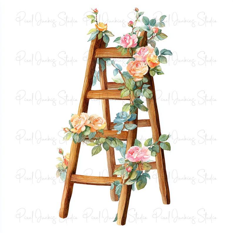 Flower Ladder Clipart Bundle: Floral Graphics (JPG, PNG on Request) - Etsy