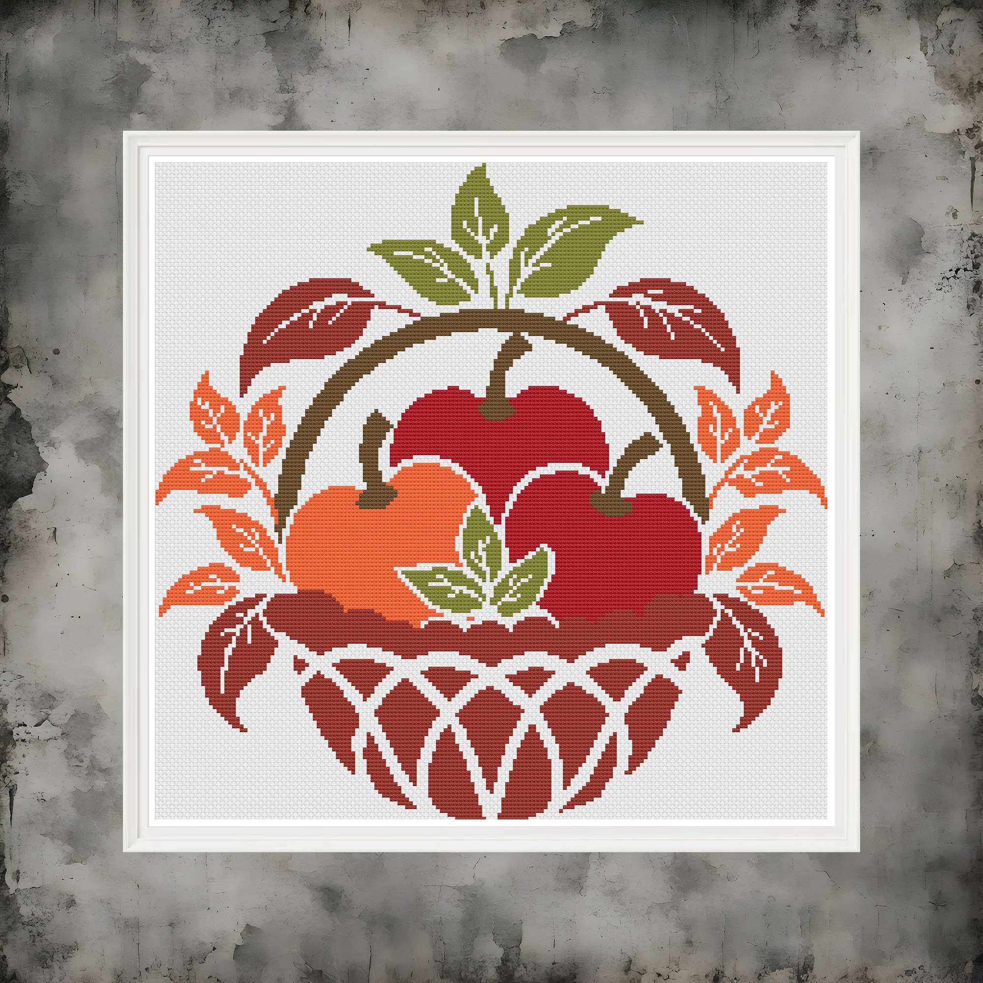 Boho Fruit Basket Cross Stitch Pattern Digital Printable - Etsy