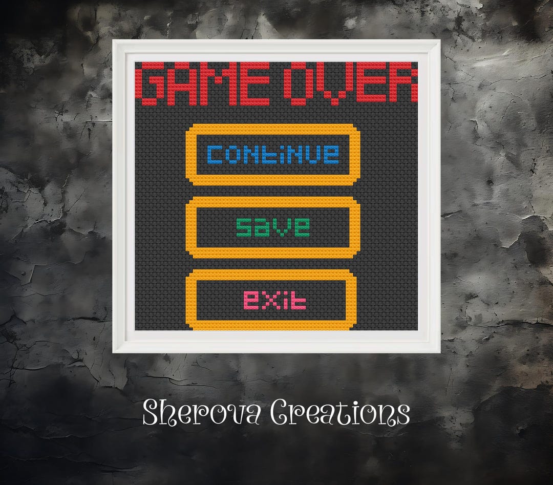 Game Over Cross Stitch Pattern **digital | Printable ** - Etsy