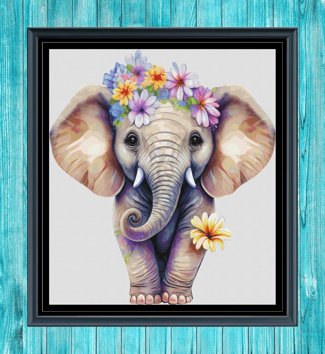 Baby Elephant Counted Cross Stitch Pattern ** Digital | Printable ** - Etsy
