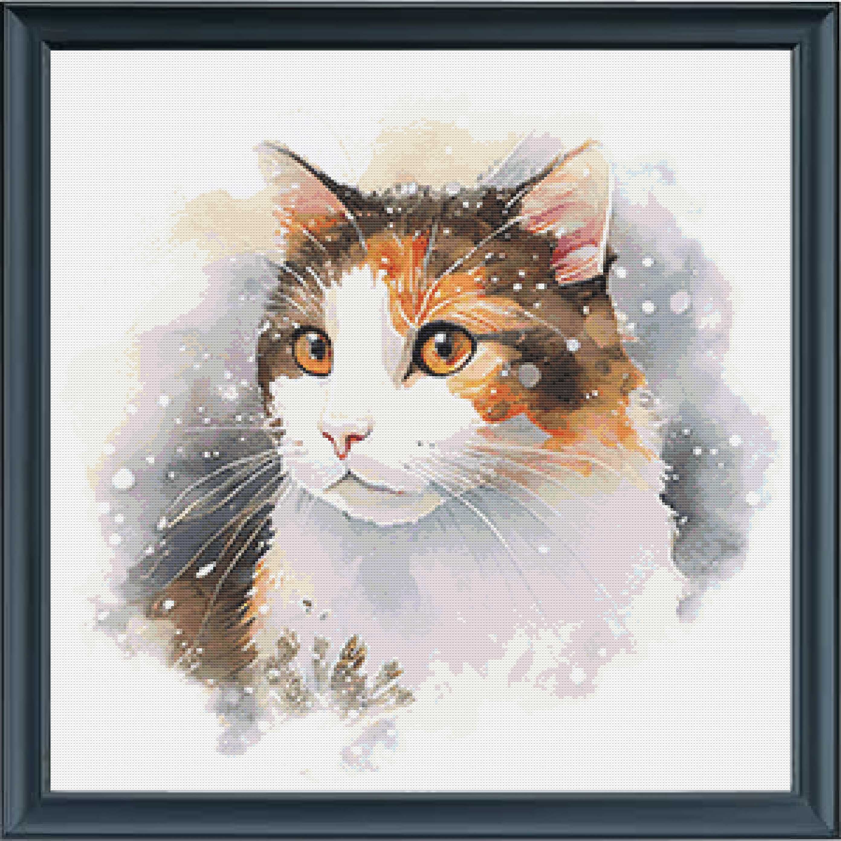 Winter Calico Cat Counted Cross Stitch Pattern Digital Printable - Etsy