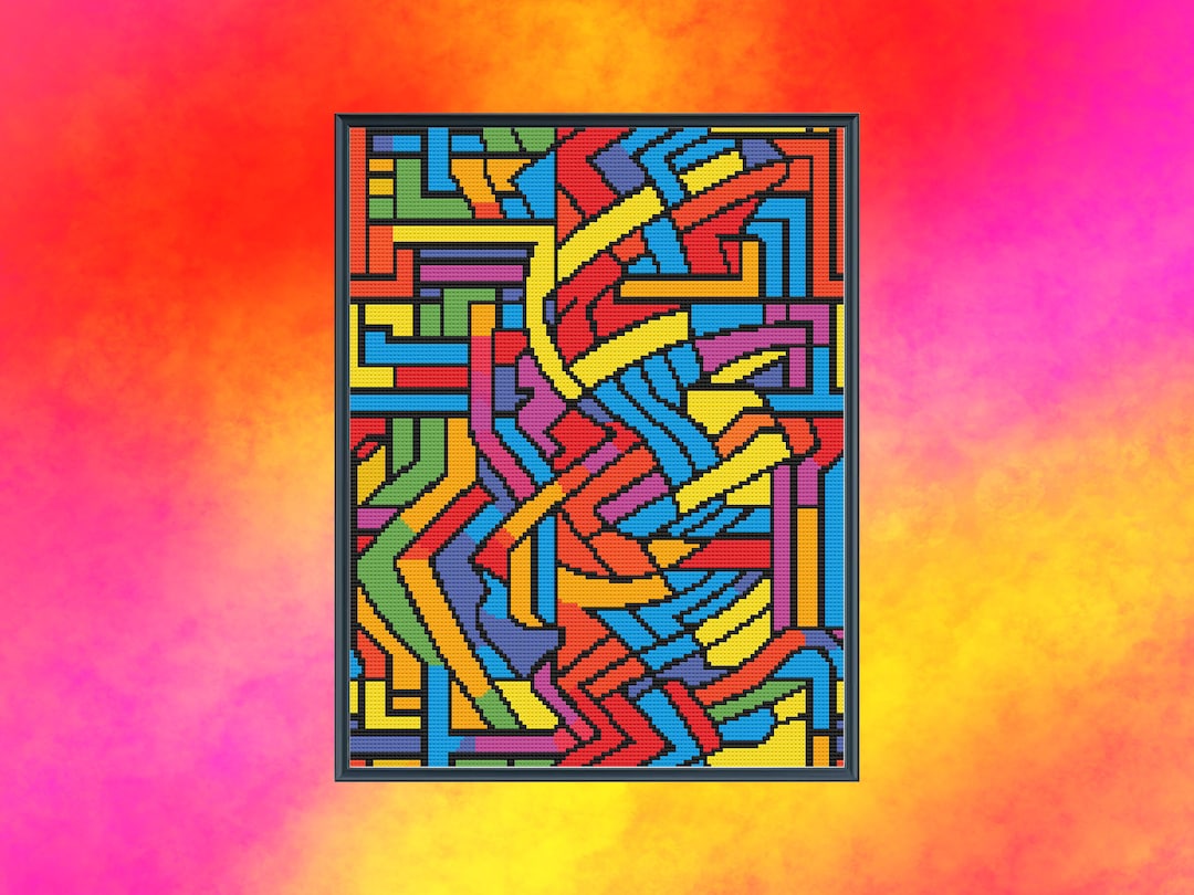 Geometric Counted Cross Stitch Pattern ** Digital | Printable ** - Etsy