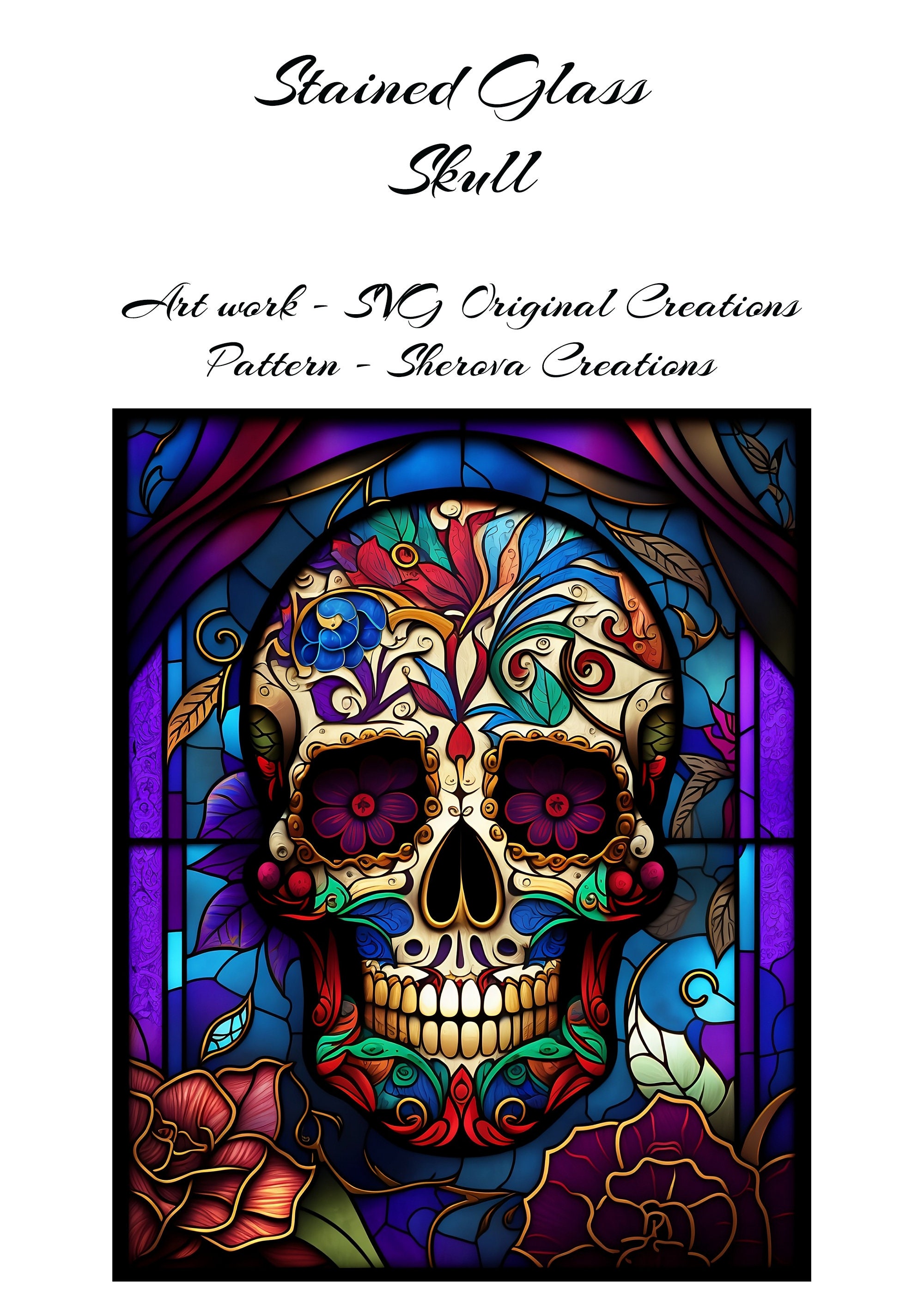 Stained Glass Skull Cross Stitch Pattern 3 Sizes Full - Etsy