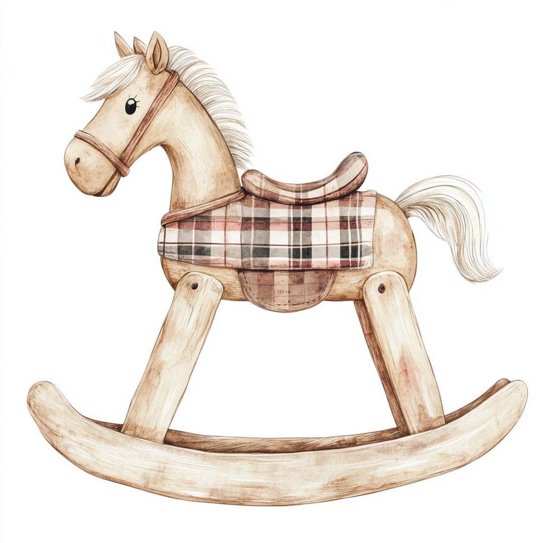 Watercolor Rocking Horse Clipart Bundle: Nursery Art (JPG, PNG) - Etsy