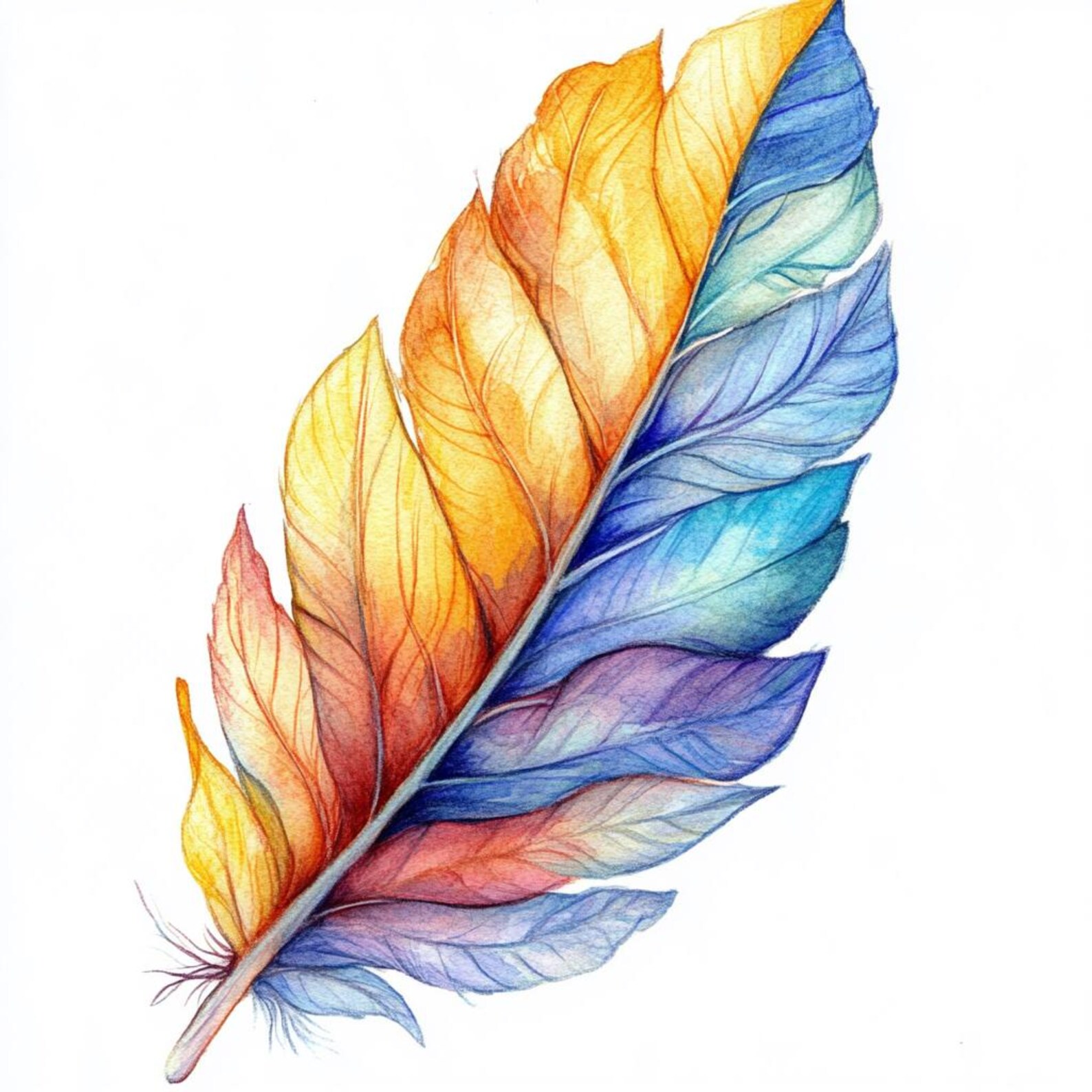 Watercolor Feather Clipart Bundle, Printable Wall Art (JPG, PNG) - Etsy