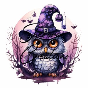 Watercolor Halloween Owl Clipart Bundle, Witch Hat (JPG) - Etsy