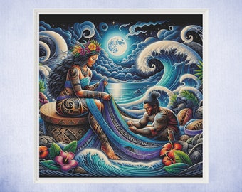 Polynesian Man Cross Stitch Pattern, PDF Instant Download, Full Coverage, Pacific Culture ...