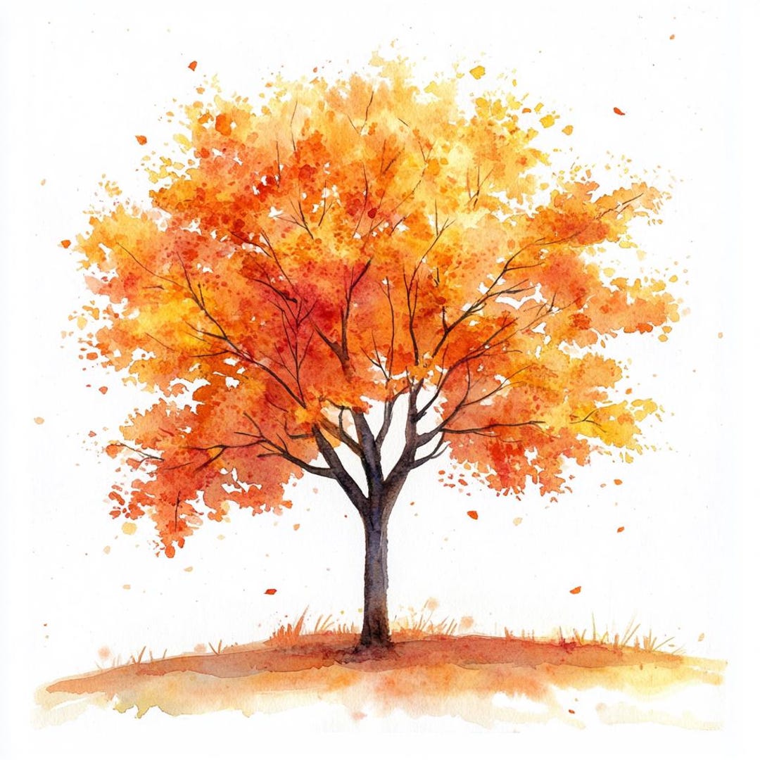 Watercolor Tree Clipart Bundle: Autumn Colors (JPG, PNG) - Etsy