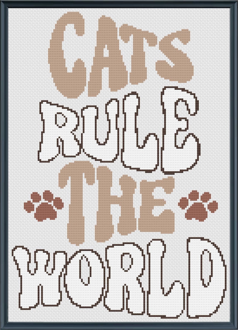 Cats Rule the World Whimsical Cross Stitch Pattern for Cat Lovers 425 ...