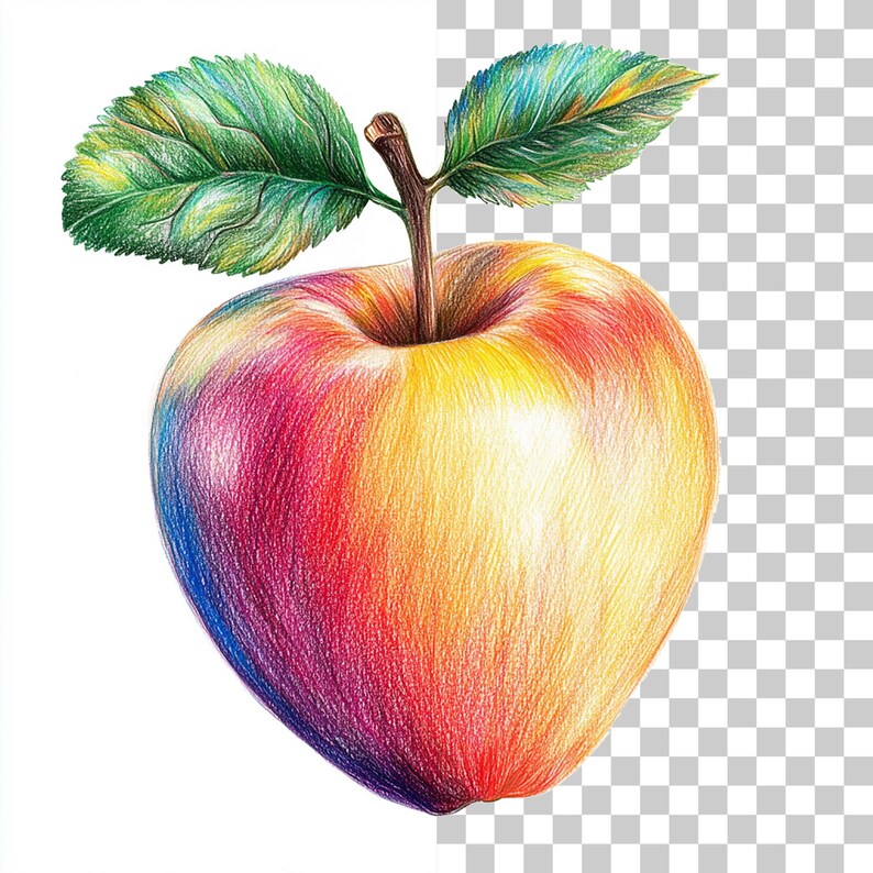 10 Rainbow Coloured Apple Clipart Bundle, PNG & JPG, 300 DPI, Digital ...