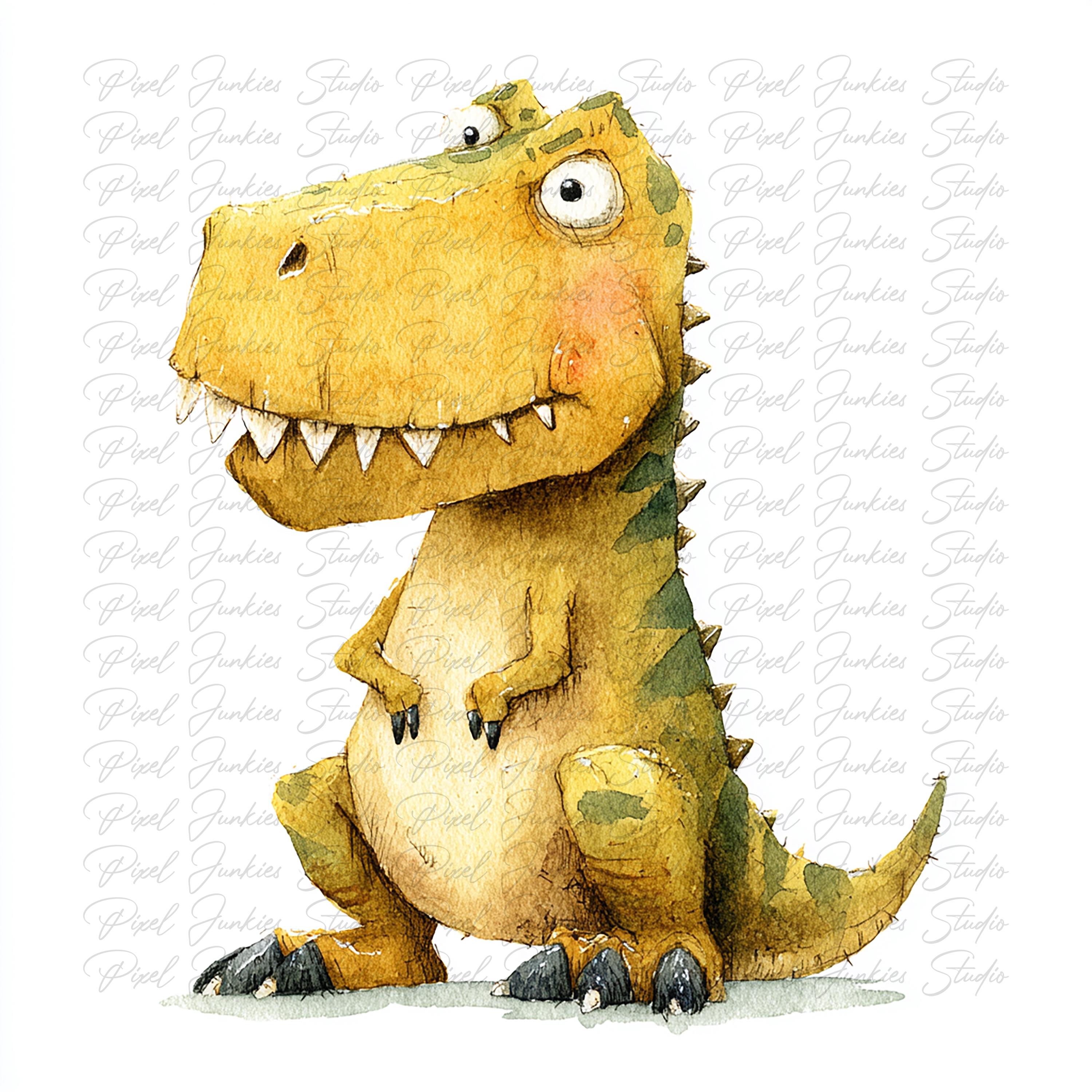 Watercolor T-rex Clipart Bundle: Cottagecore Dinosaur Graphics (JPG ...