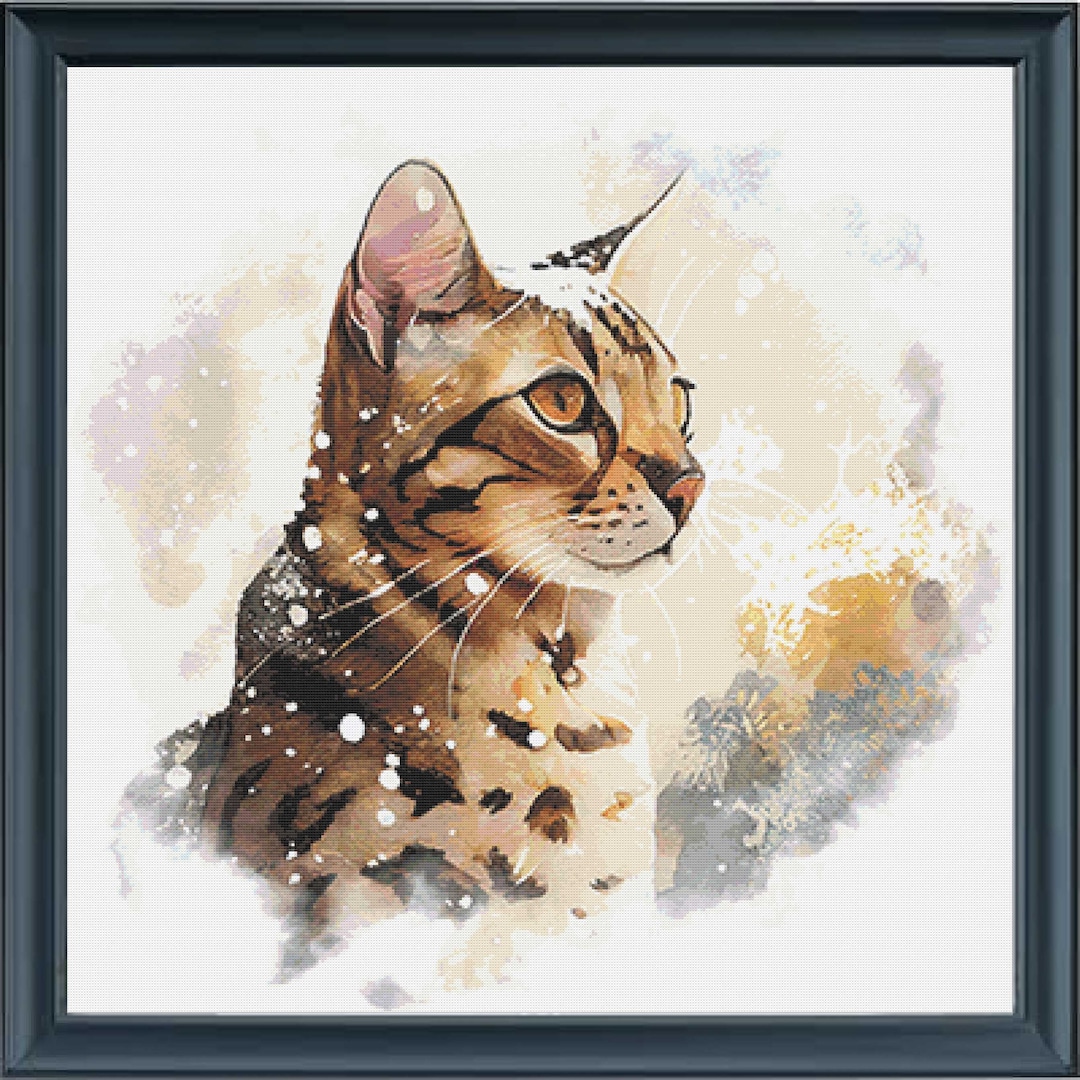 Winter Bengal Cat Cross Stitch Pattern | Full Coverage | 350x350 ...