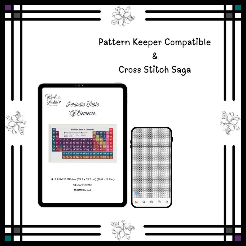 Periodic Table of Elements Cross Stitch Pattern, PDF, Counted, Science ...