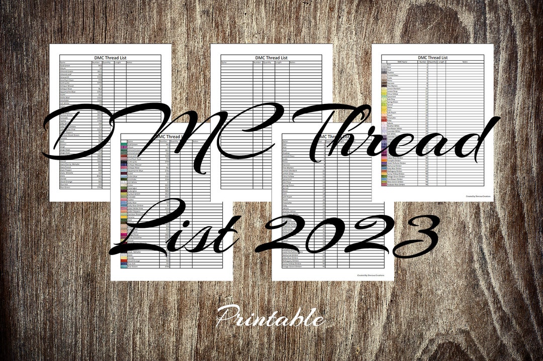 DMC Thread List ** 2023 Version ** | Printable | Colour | Black & White ...