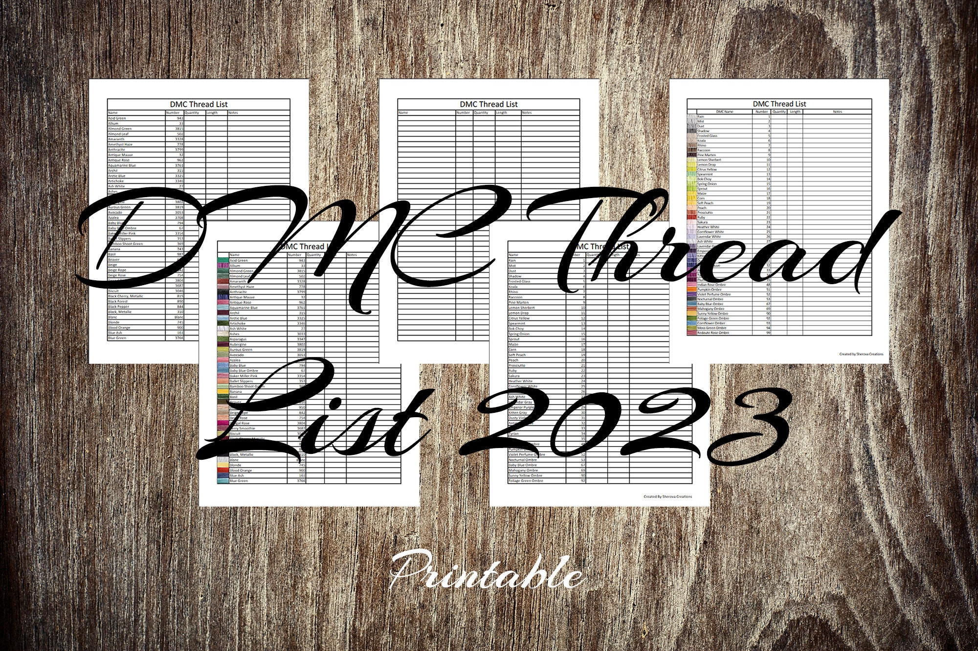 DMC Thread List 2023 Version Printable Colour Black & White - Etsy
