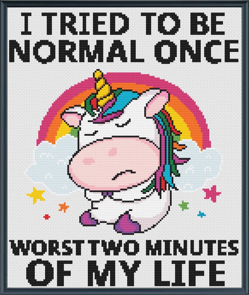 Funny Unicorn Cross Stitch Pattern - DIY Humorous Decor | Pattern ...