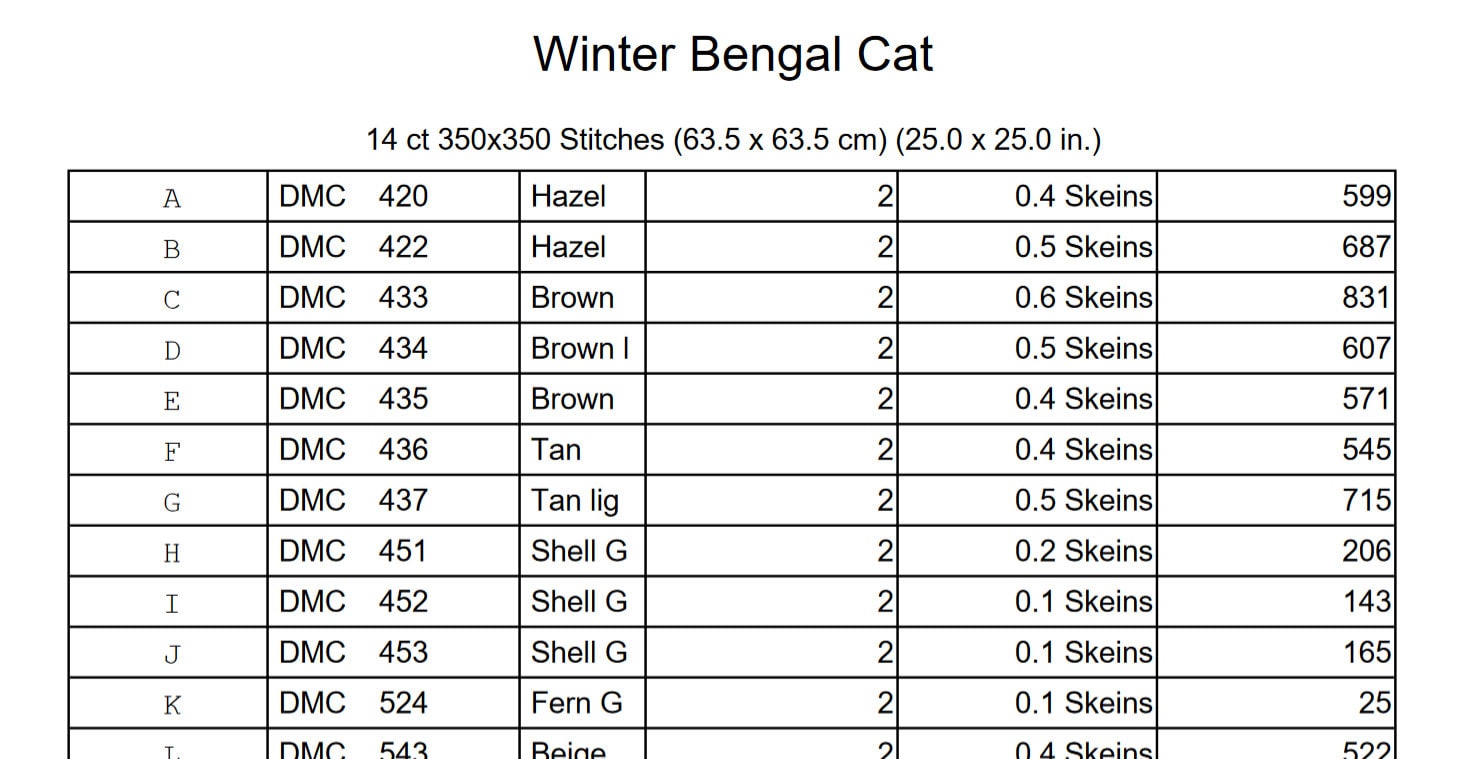Winter Bengal Cat Cross Stitch Pattern Full Coverage - Etsy