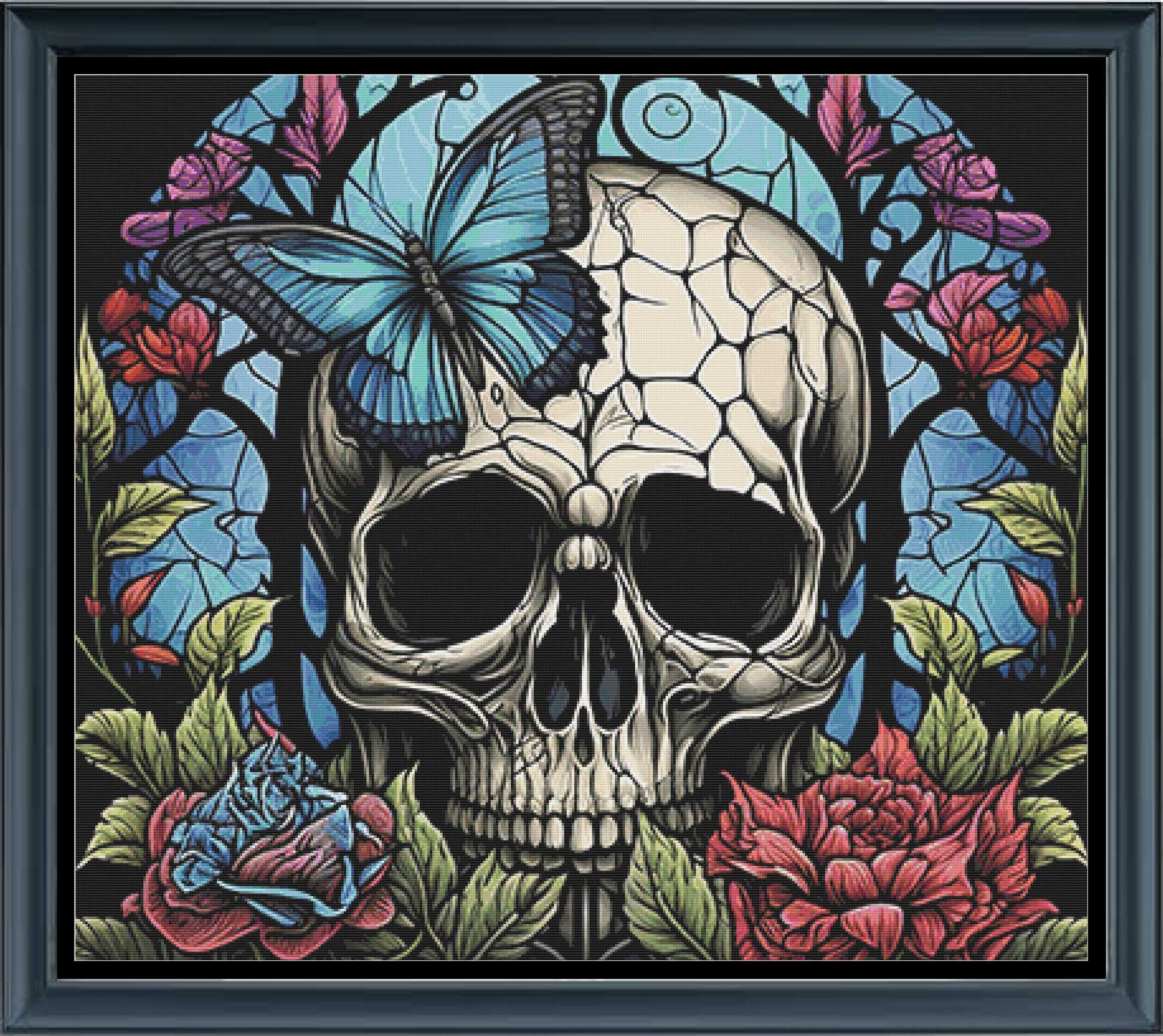 Stained Glass Skull Cross Stitch Pattern 3 Sizes Full - Etsy