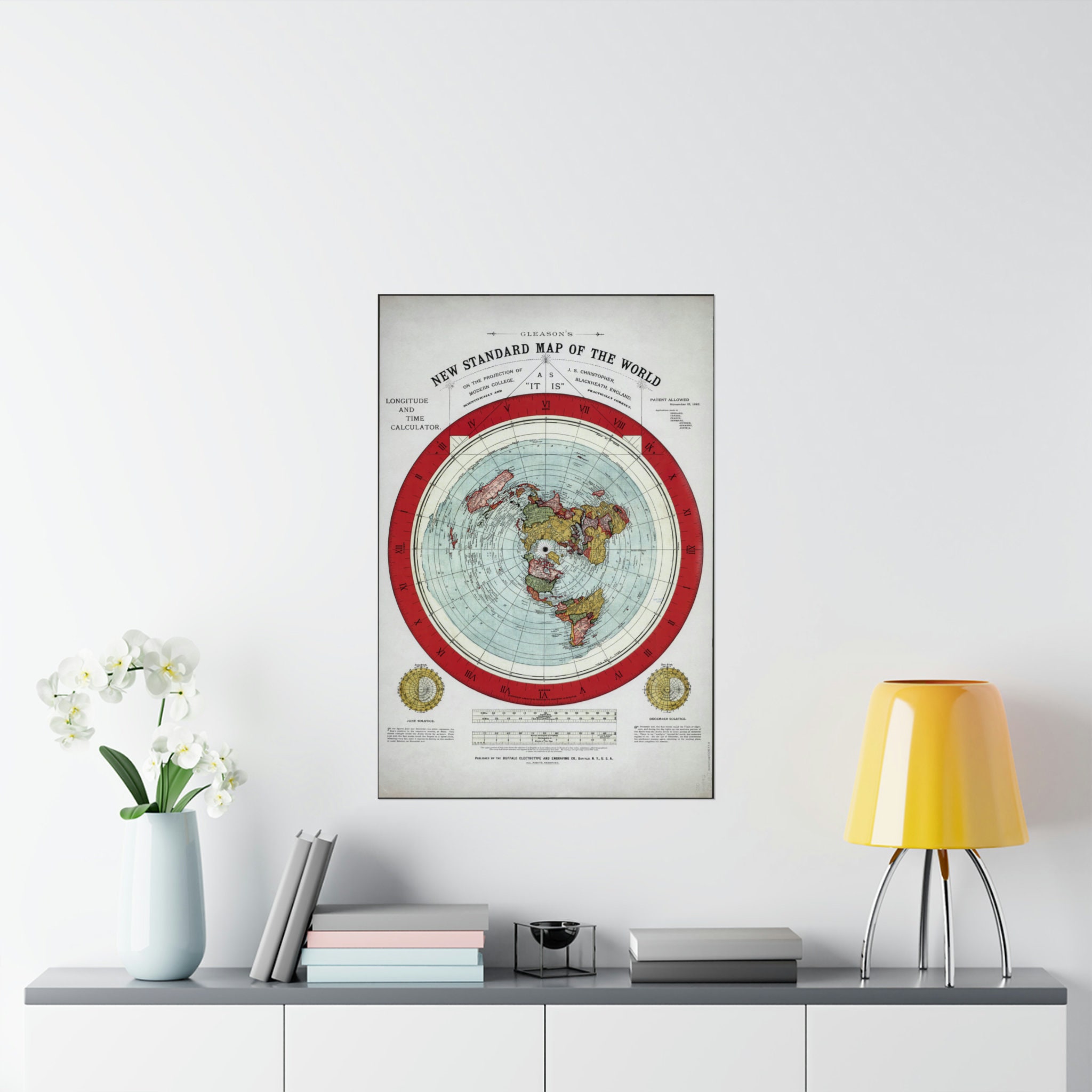 Poster | Flat Earth Map (1892) | Alexander Gleason | New Standard Map ...