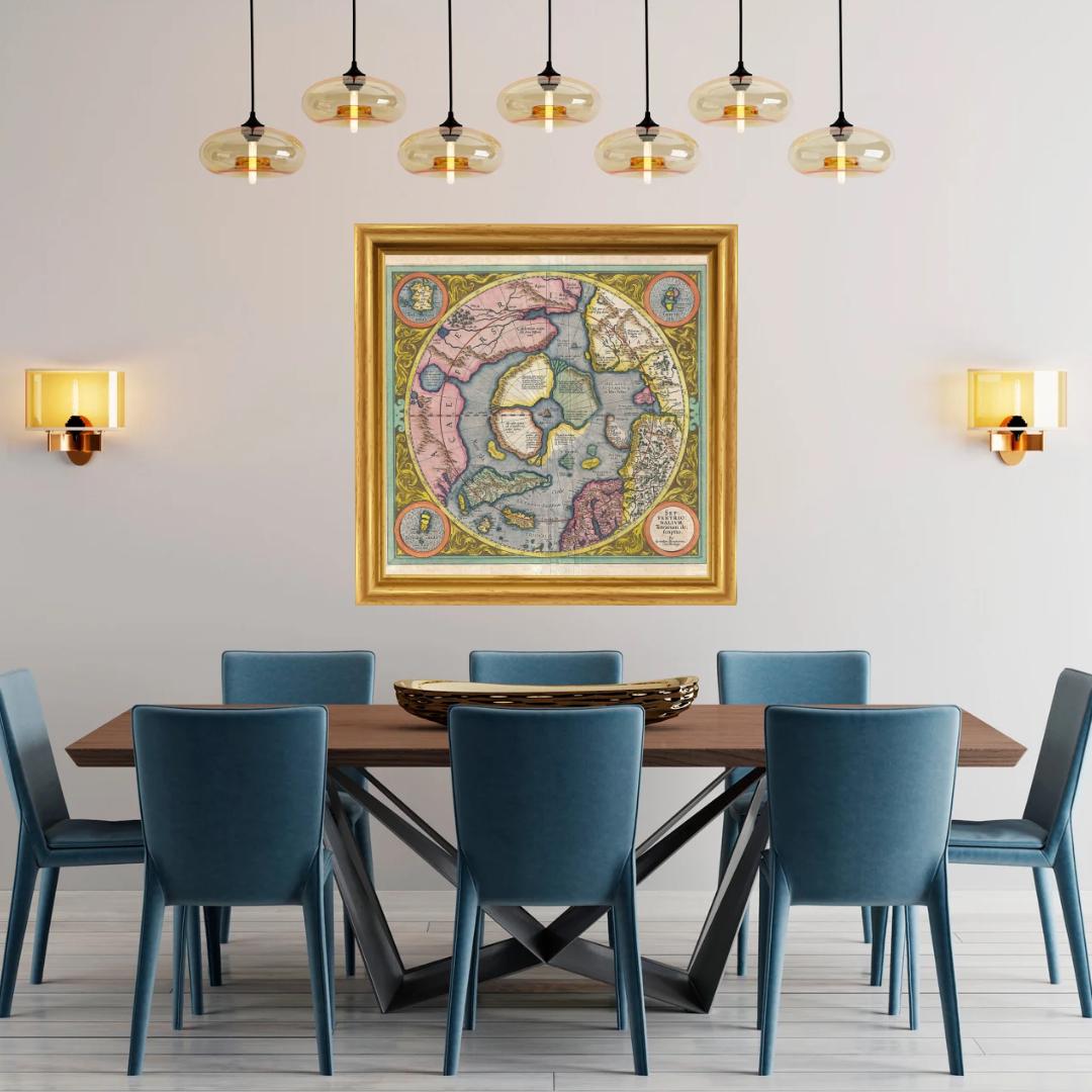 Poster Mercator Hondius Map of the Arctic 1606 Vintage Old World Map ...