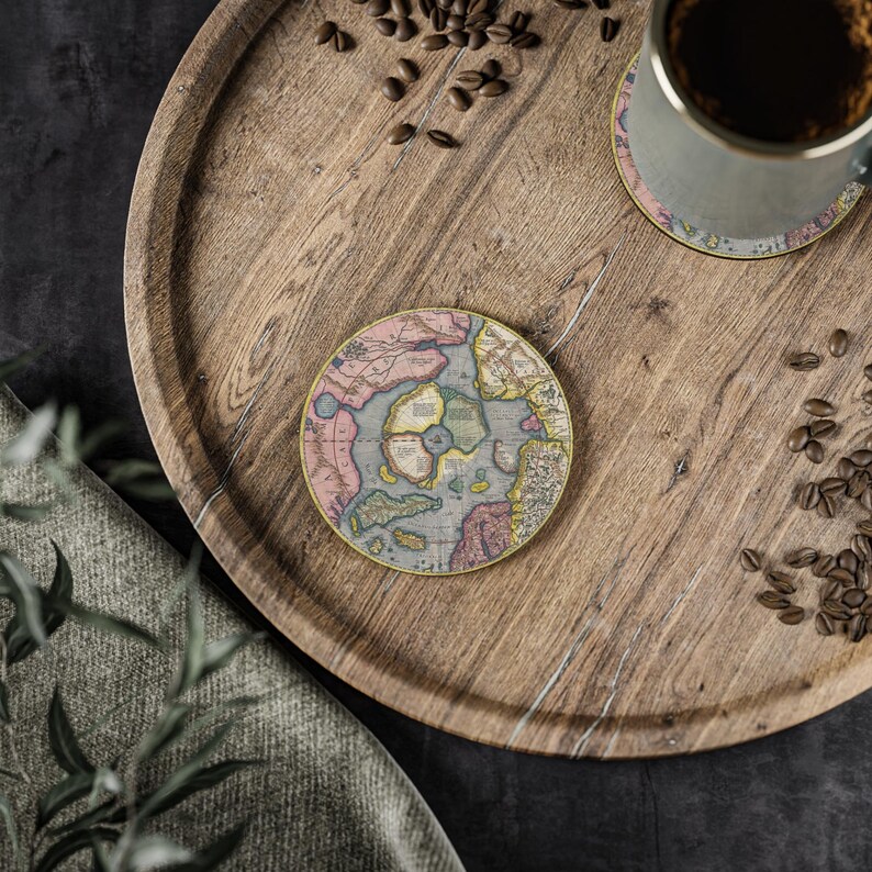 Coasters | Mercator Hondius Map of the Arctic (1606) | Vintage Old ...