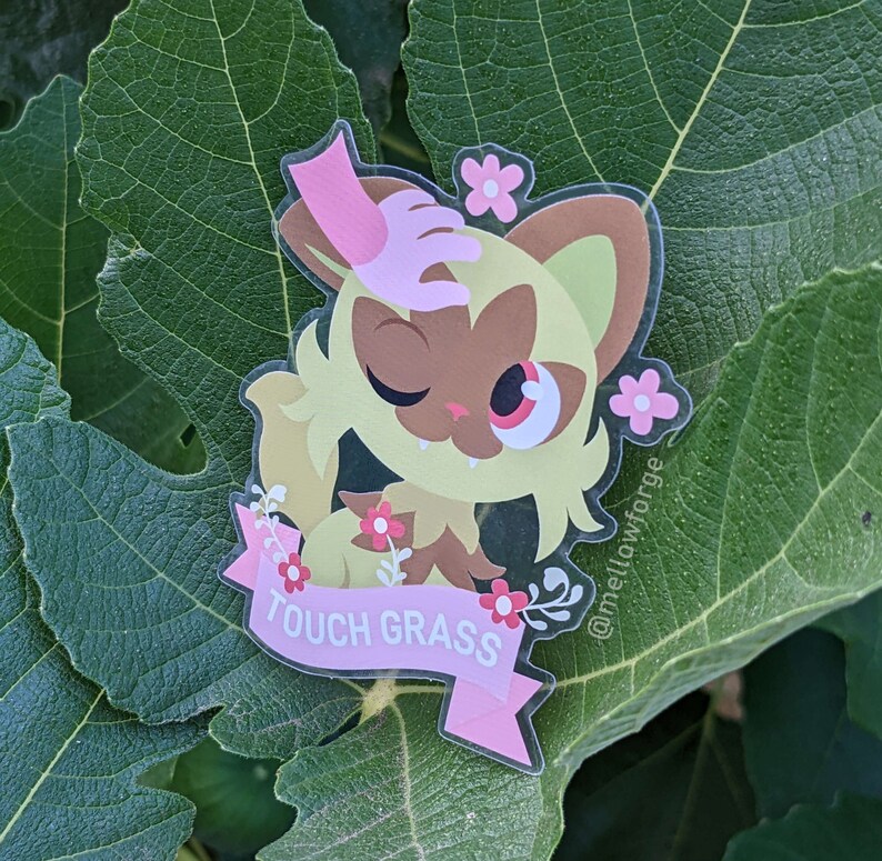 Touch Grass Sprigatito Sticker Clear Edge 3x2.5 Inch Pokemon - Etsy