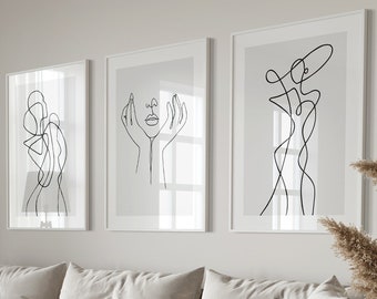 One Line Print Minimalist Wall Decor Female Print Poster - Etsy