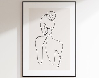One Line Print Minimalist Wall Decor Female Print Poster - Etsy