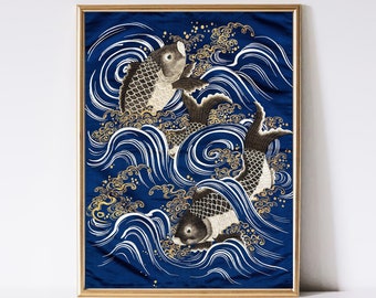 Golden Carp Jumping - Etsy