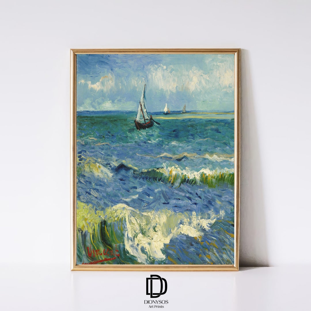 Vincent Van Gogh Seascape Printable Wall Art, Vintage Sailor Boat Print ...