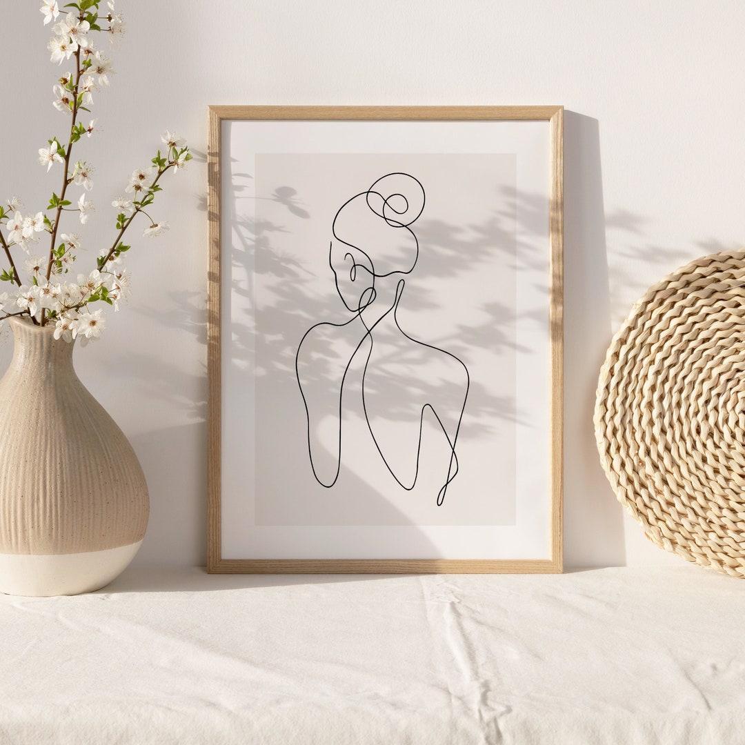 Woman Line Drawing Art Print, Minimalist Feminine One Line Wall Home ...