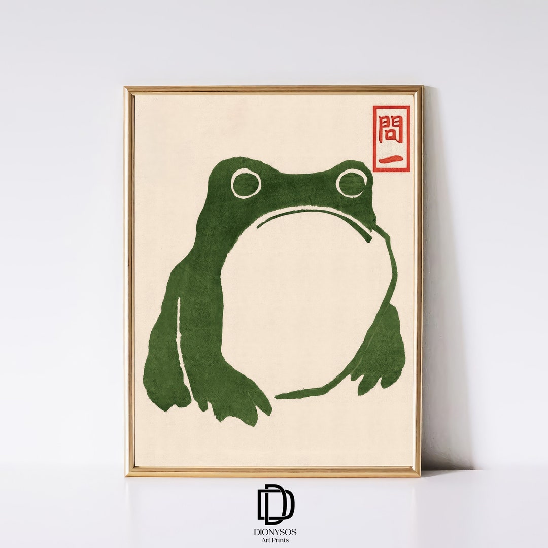 Japanese Matsumoto Hoji Frog Print, Vintage Frog Woodblock Poster ...