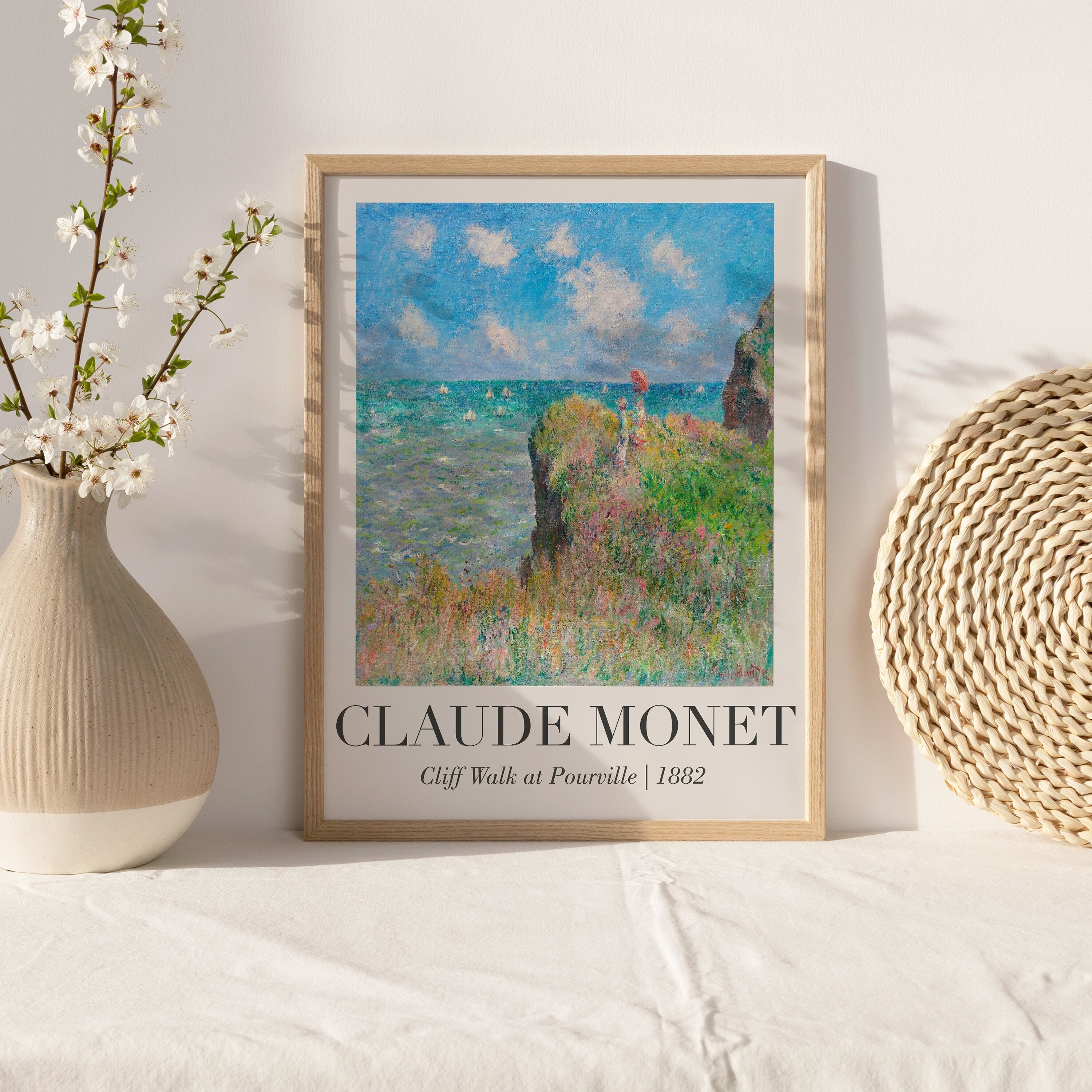 Arte mural imprimible de Claude Monet "Paseo por el acantilado ...