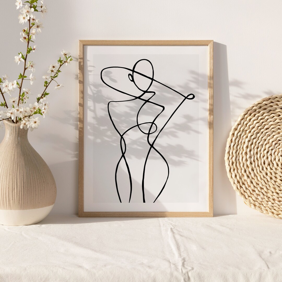 Woman Line Drawing Art Print, Feminine One Line Wall Home Decor ...