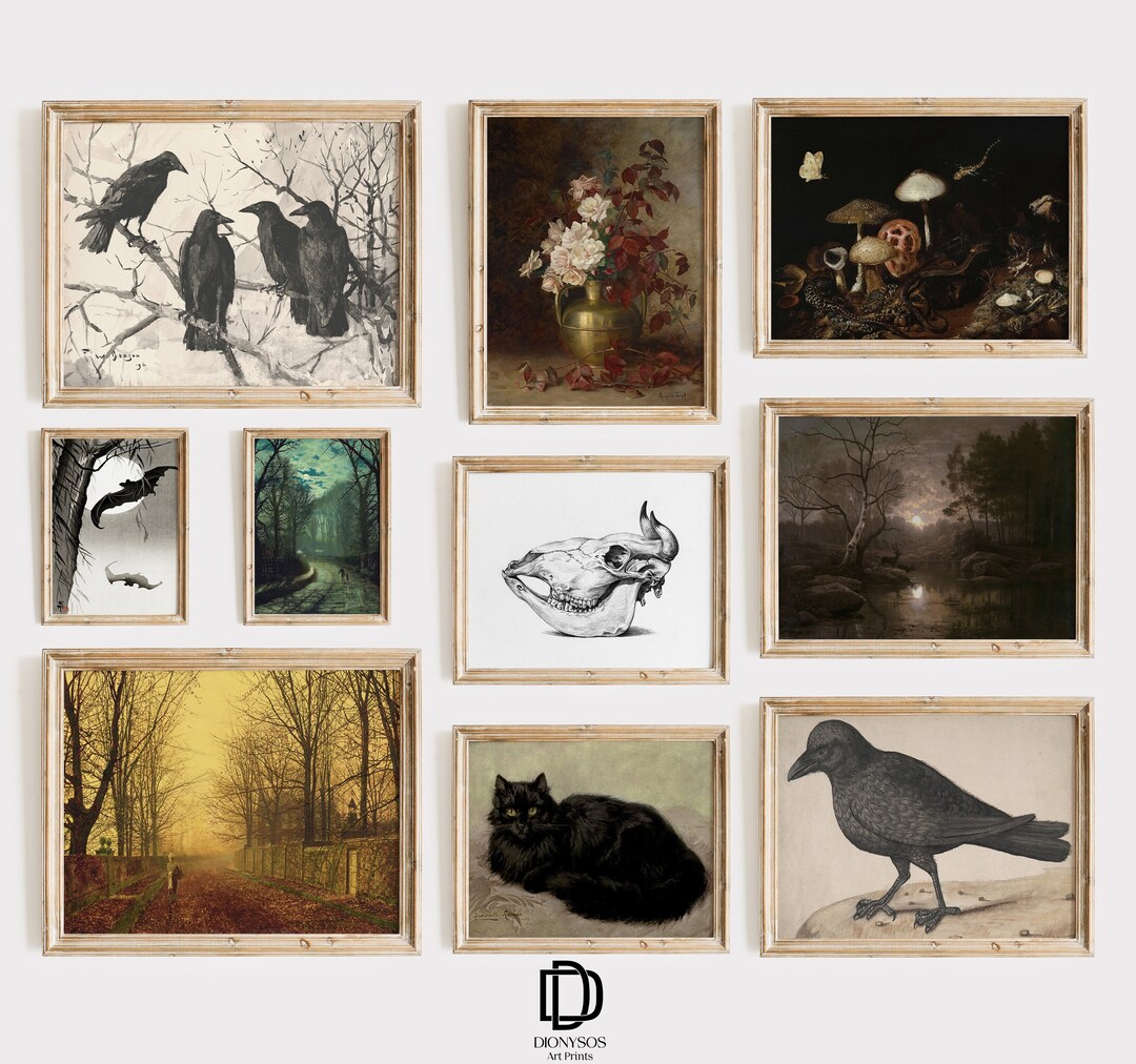 Dark Academia Printable Wall Art Set of 10, Vintage Halloween Print ...