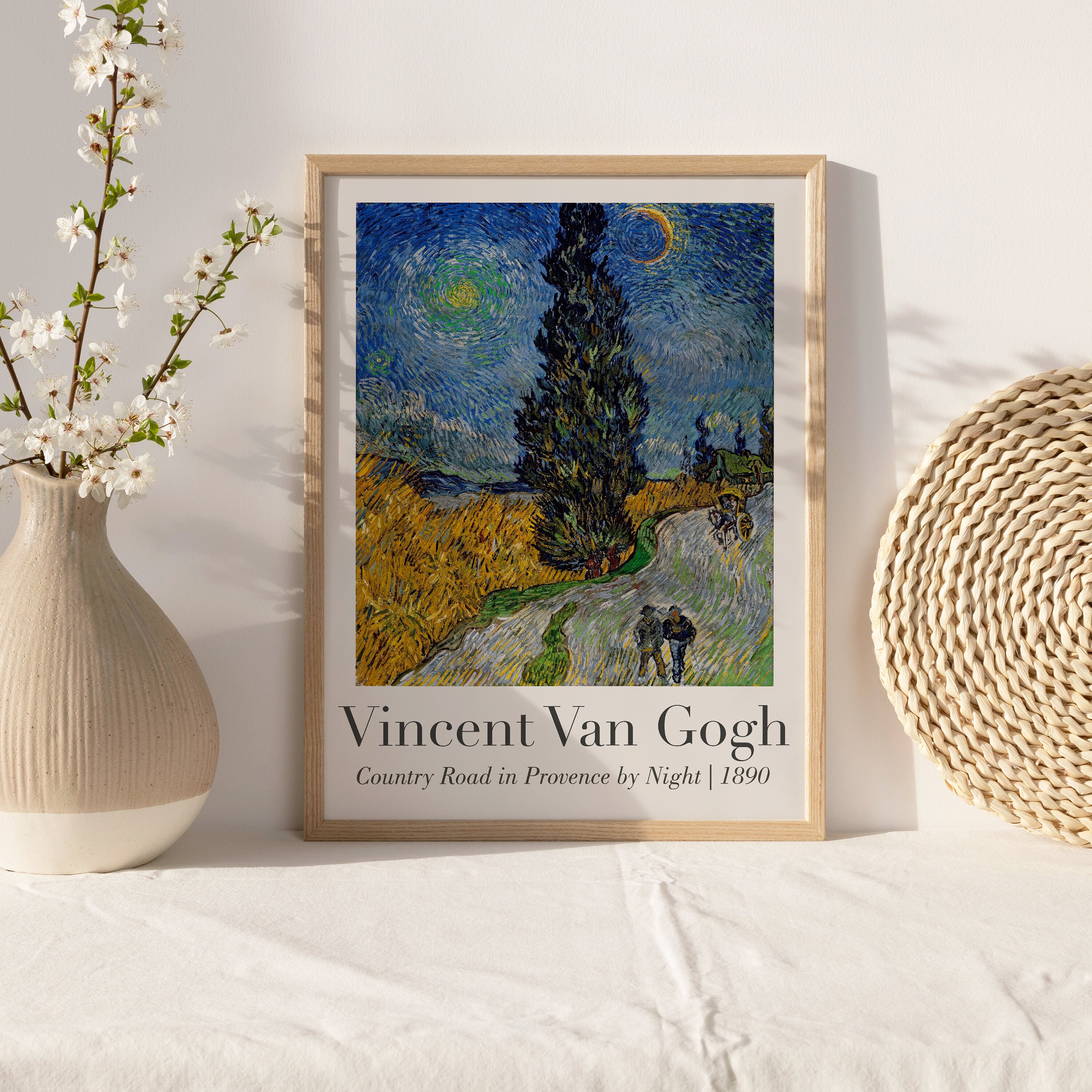 Van Gogh Starry Night Print, Vintage Exhibition Poster (digital ...