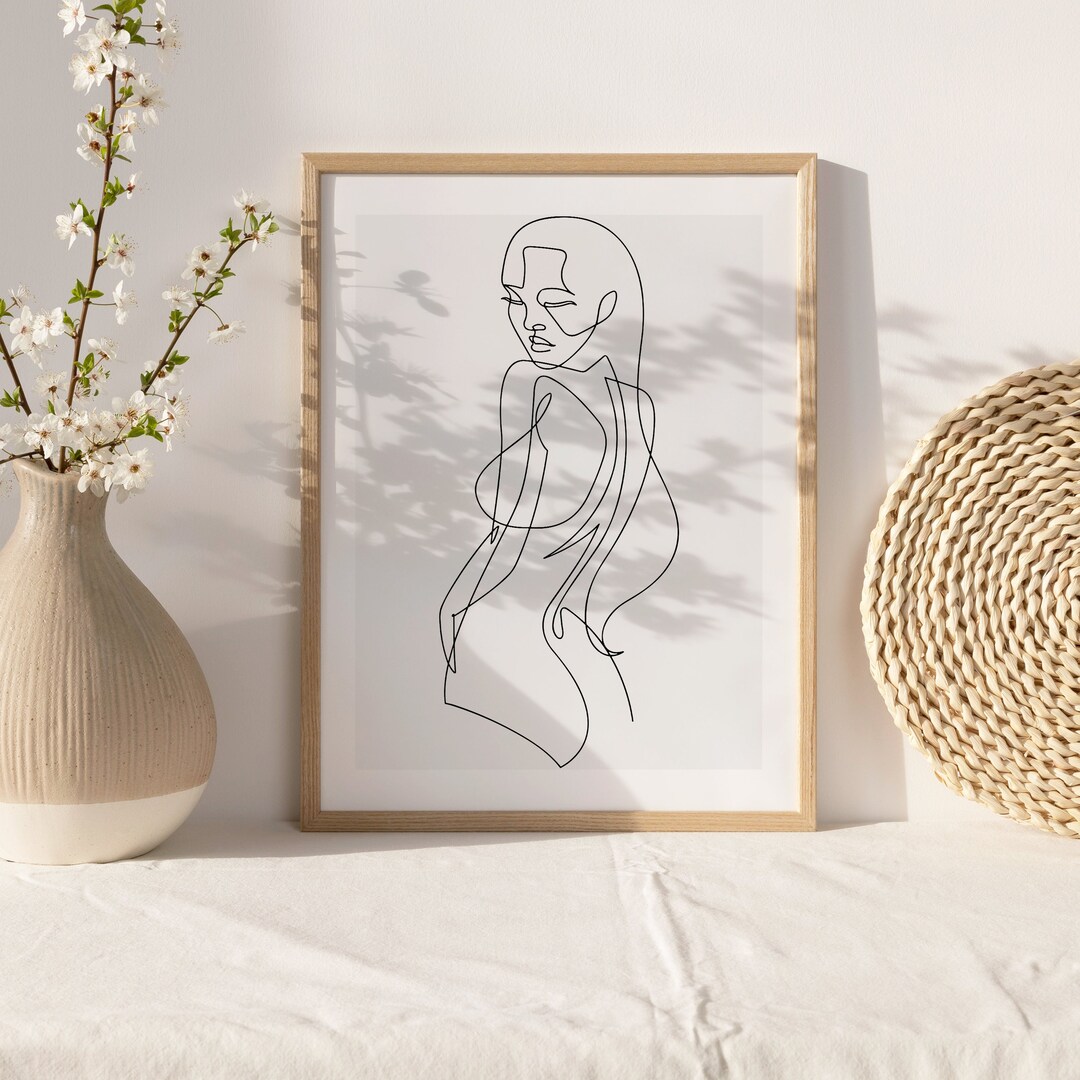 Woman One Line Art Drawing Printable Wall Art, Minimalist Line Art ...